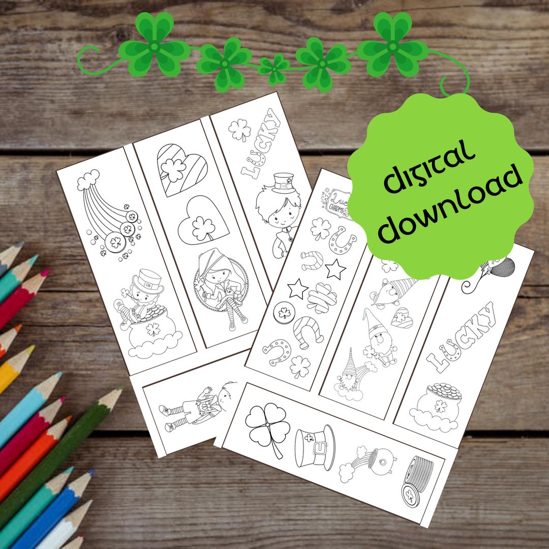 St. Patrick's Day Coloring Bookmarks, Digital Download, Coloring Pages ...