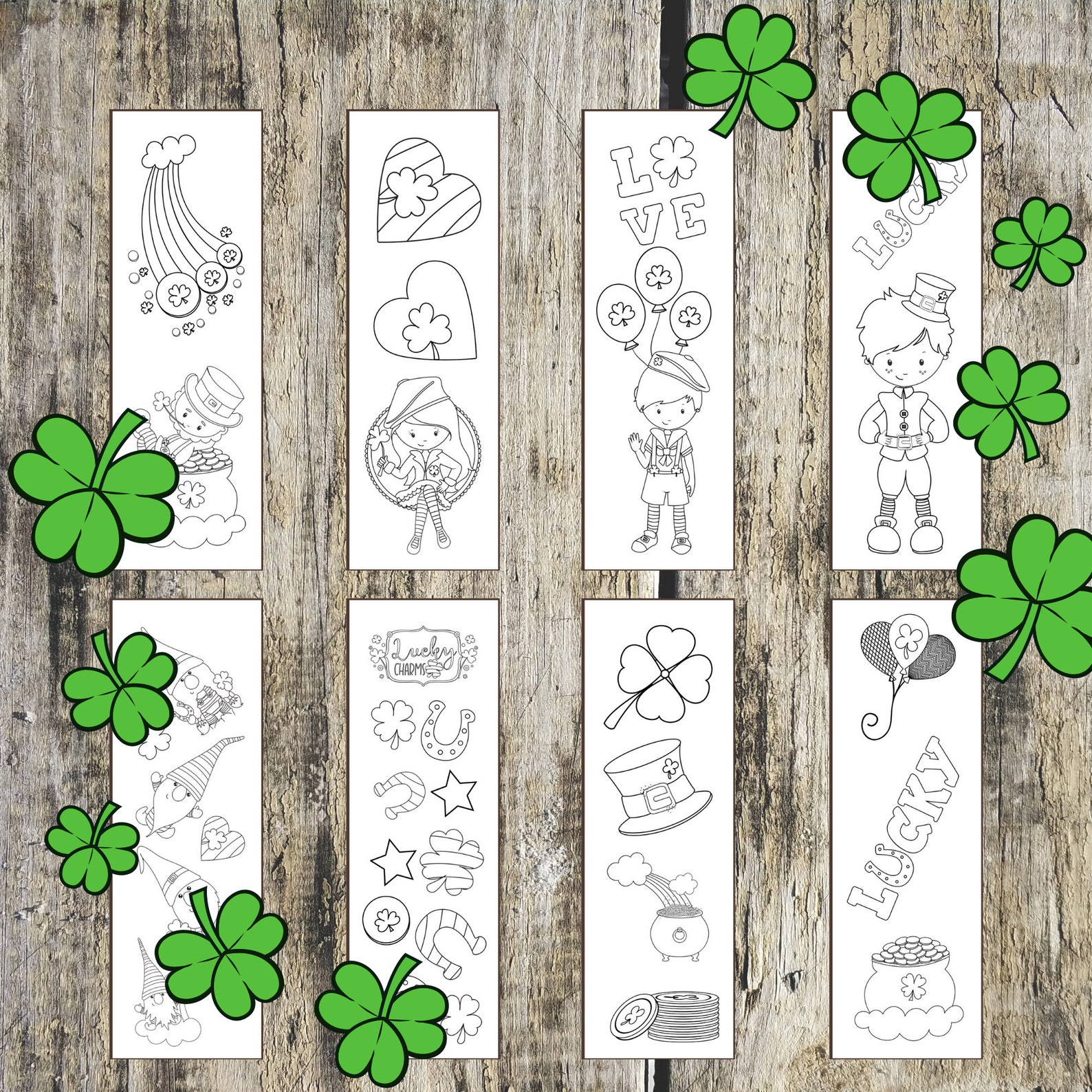 St. Patrick's Day Coloring Bookmarks, Digital Download, Coloring Pages ...