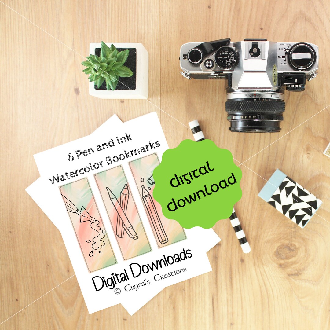 Pen and Ink Watercolor Printable Bookmarks | Digital Download ...