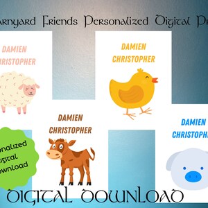 4 Barnyard Friends Personalized Digital Prints - Etsy