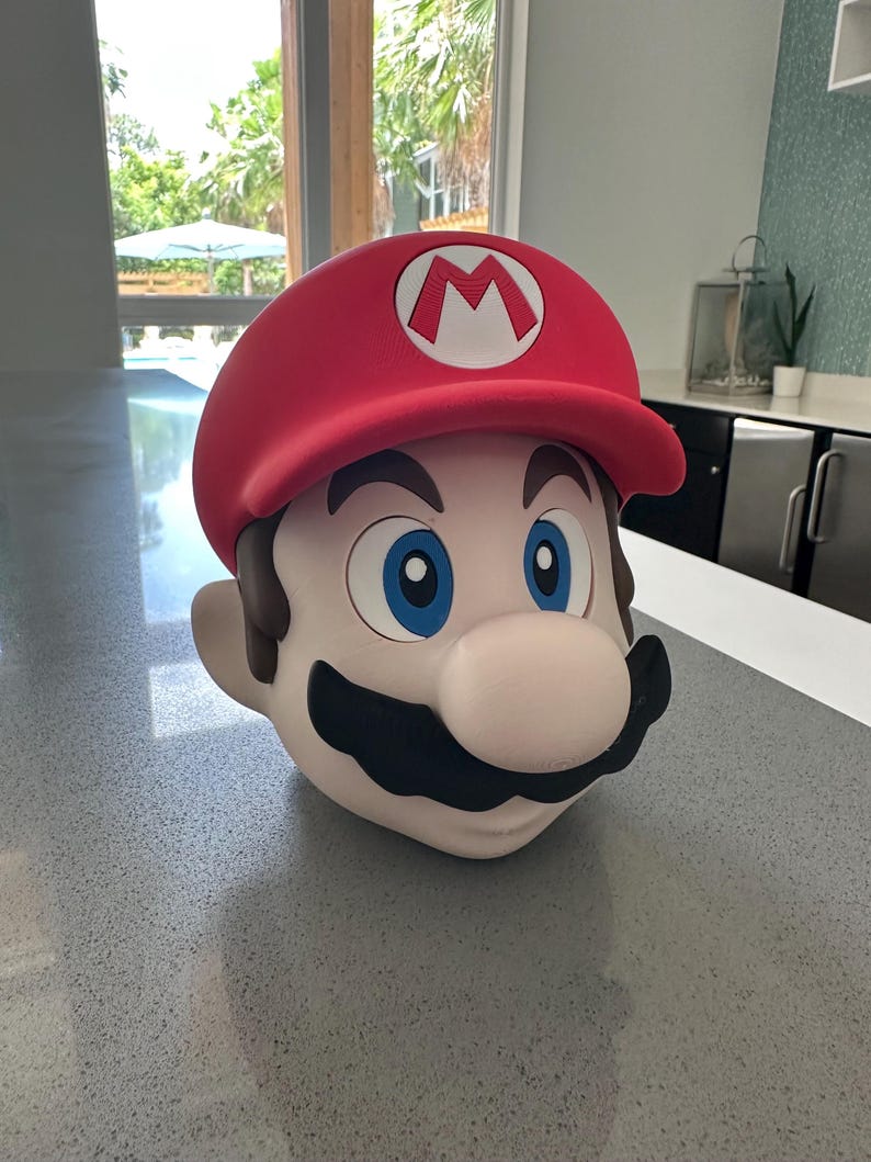 Super Mario Head Piggy Bank - 3D Printed - Mario Brothers - Money Box ...