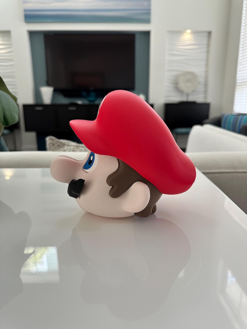 Super Mario Head Piggy Bank - 3D Printed - Mario Brothers - Money Box ...