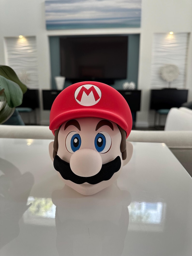 Super Mario Head Piggy Bank - 3D Printed - Mario Brothers - Money Box ...