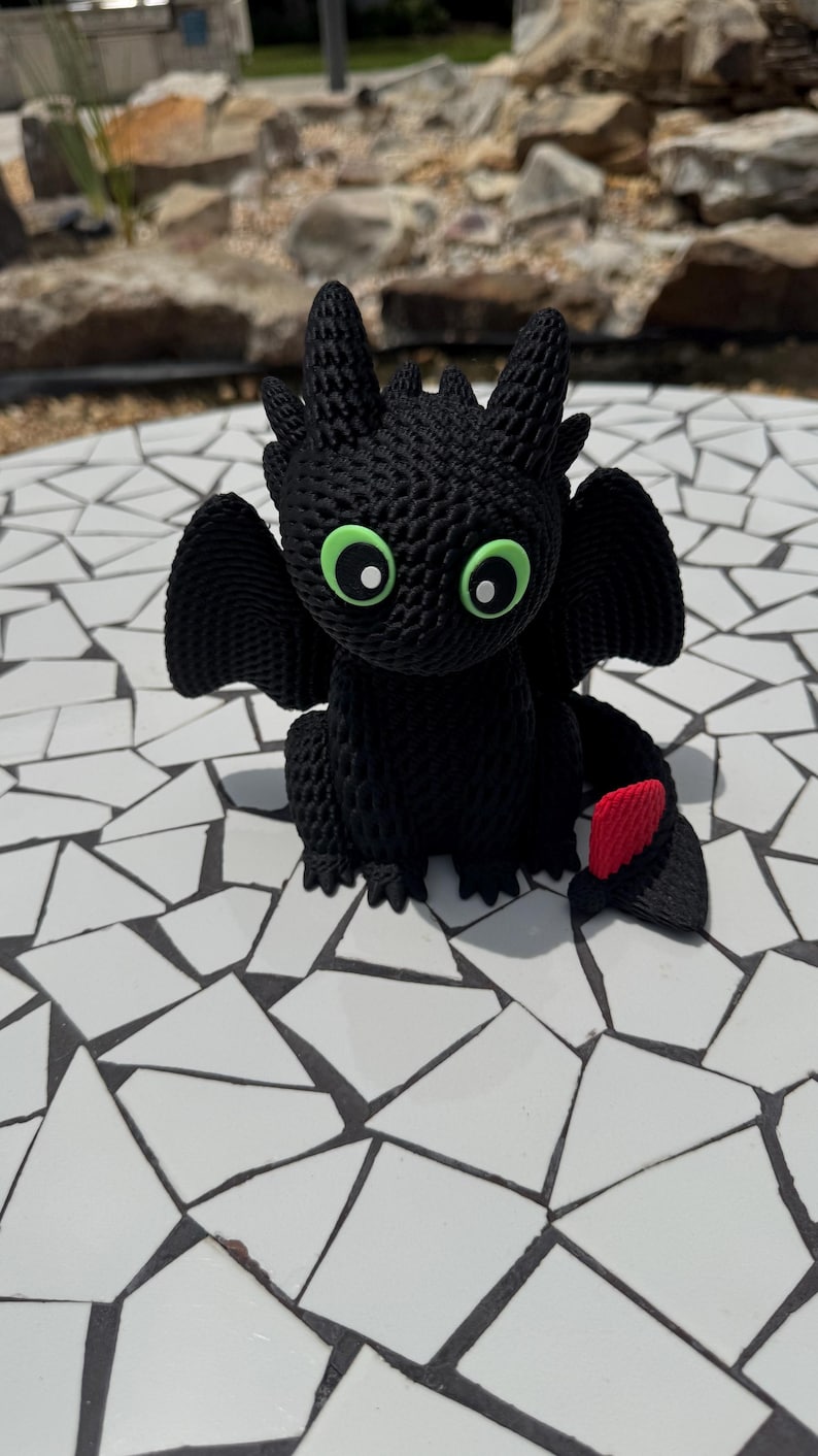 Toothless Crochet Piggy Bank – Cute Dragon Coin Bank – 3D Printed Night ...