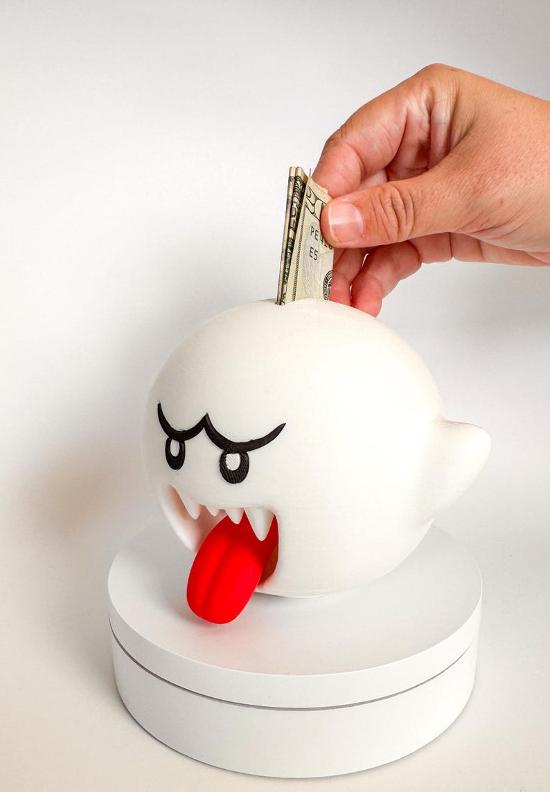 Luigi Mansion Boo Piggy Bank – 3D Printed / Mario Coin / Game Room ...