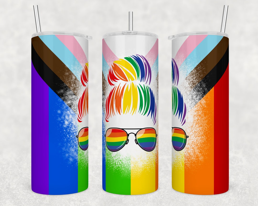 Pride Messy Bun Mama Stainless Steel 20 Ounce Skinny Tumbler Travel Mug ...