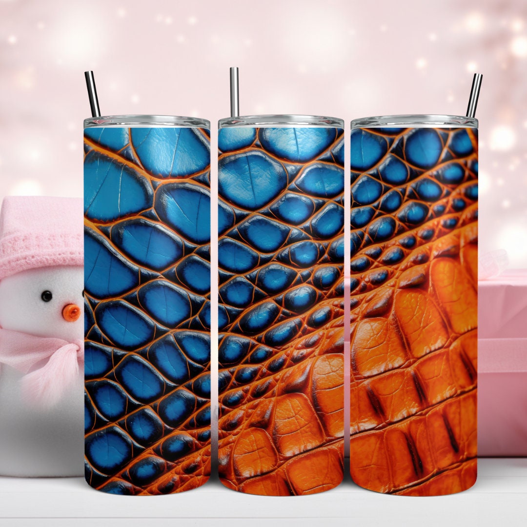 Orange and Blue Gator Skin Stainless Steel Tumbler 20 Ounce Travel Mug ...