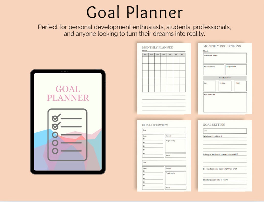 Goal Planner | Printable Digital Download | Goal Setting & Achievement ...