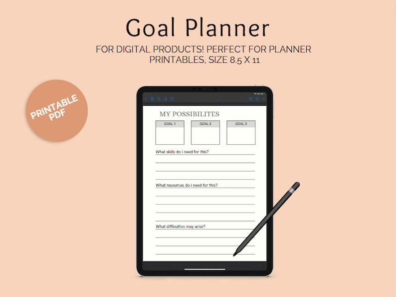 Goal Planner | Printable Digital Download | Goal Setting & Achievement ...
