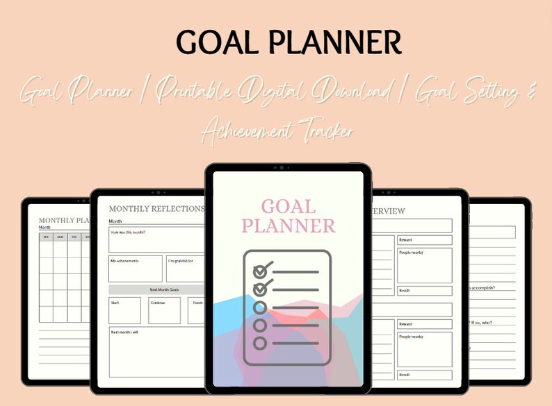 Goal Planner | Printable Digital Download | Goal Setting & Achievement ...