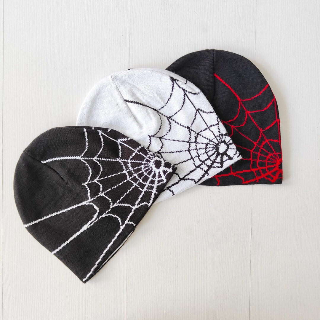 Spider Web Beanie,anime Embroidery Beanie,harajuku Clothing,edgy ...