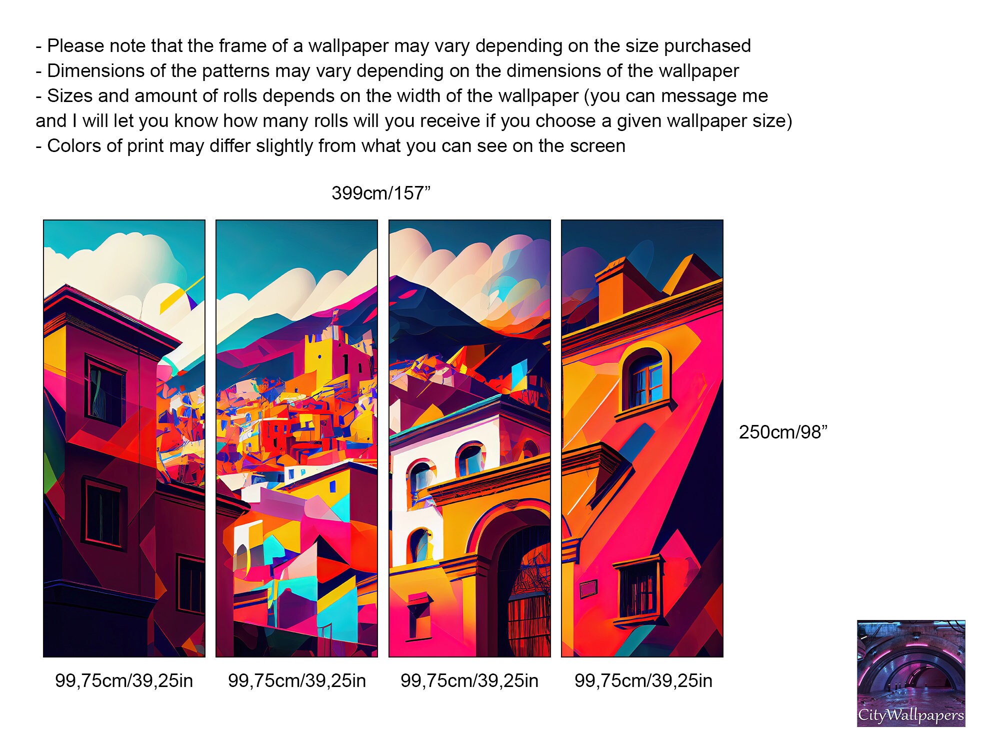 Abstract Modern Colorful Wallpaper, Wall Art, Wall Mural, Wall Decor ...