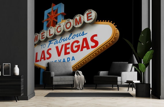 Wallpaper With Las Vegas Sign on a Black Background Nevada - Etsy
