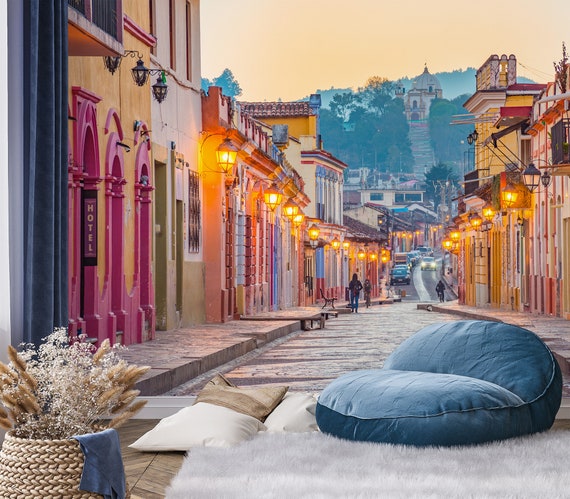 Beautiful Colorful Streets Wallpaper Mexico Peel and Stick - Etsy