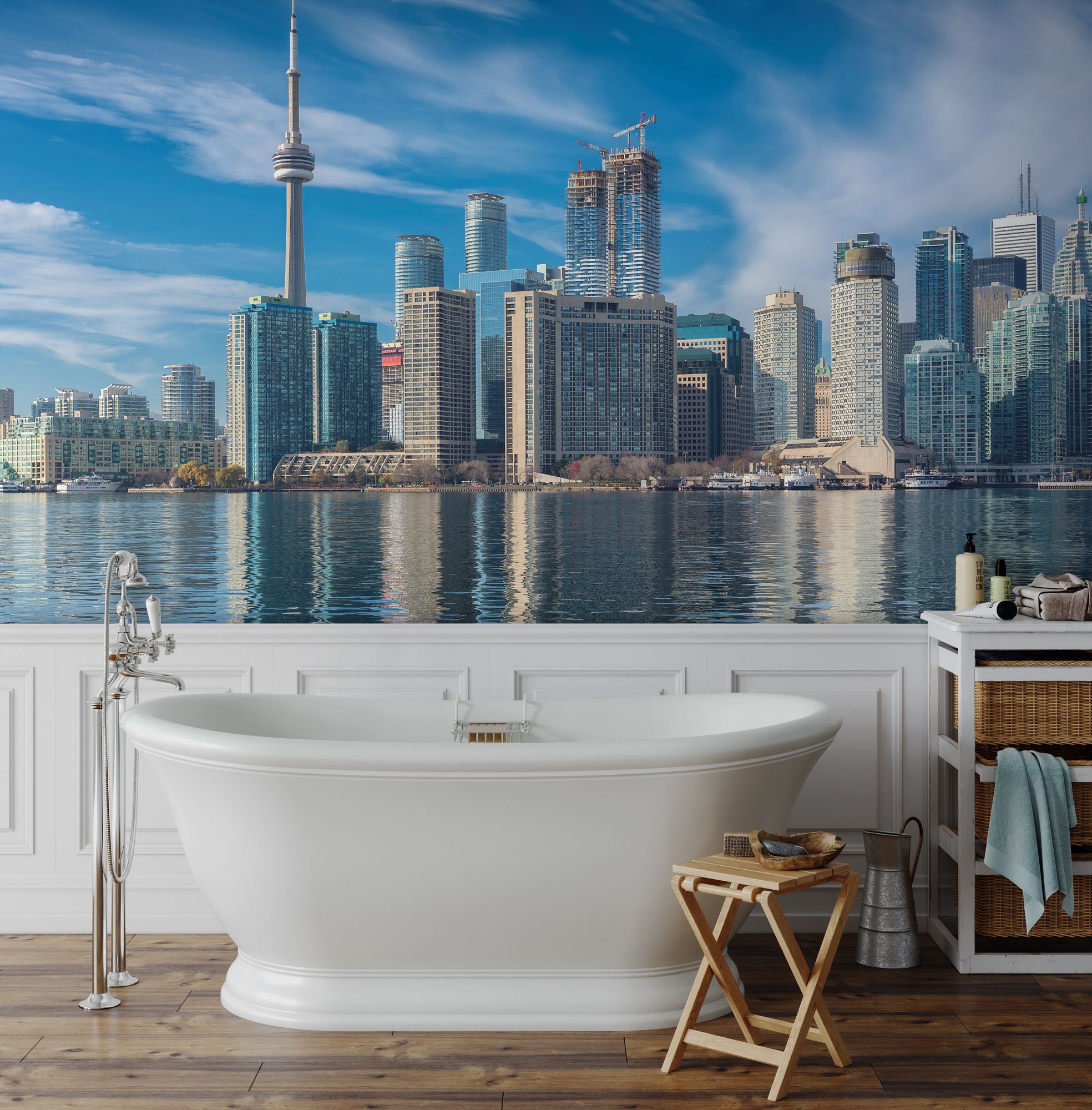 Toronto Skyline Wallpaper With CN Tower on Lake Ontario, Canada | Peel ...