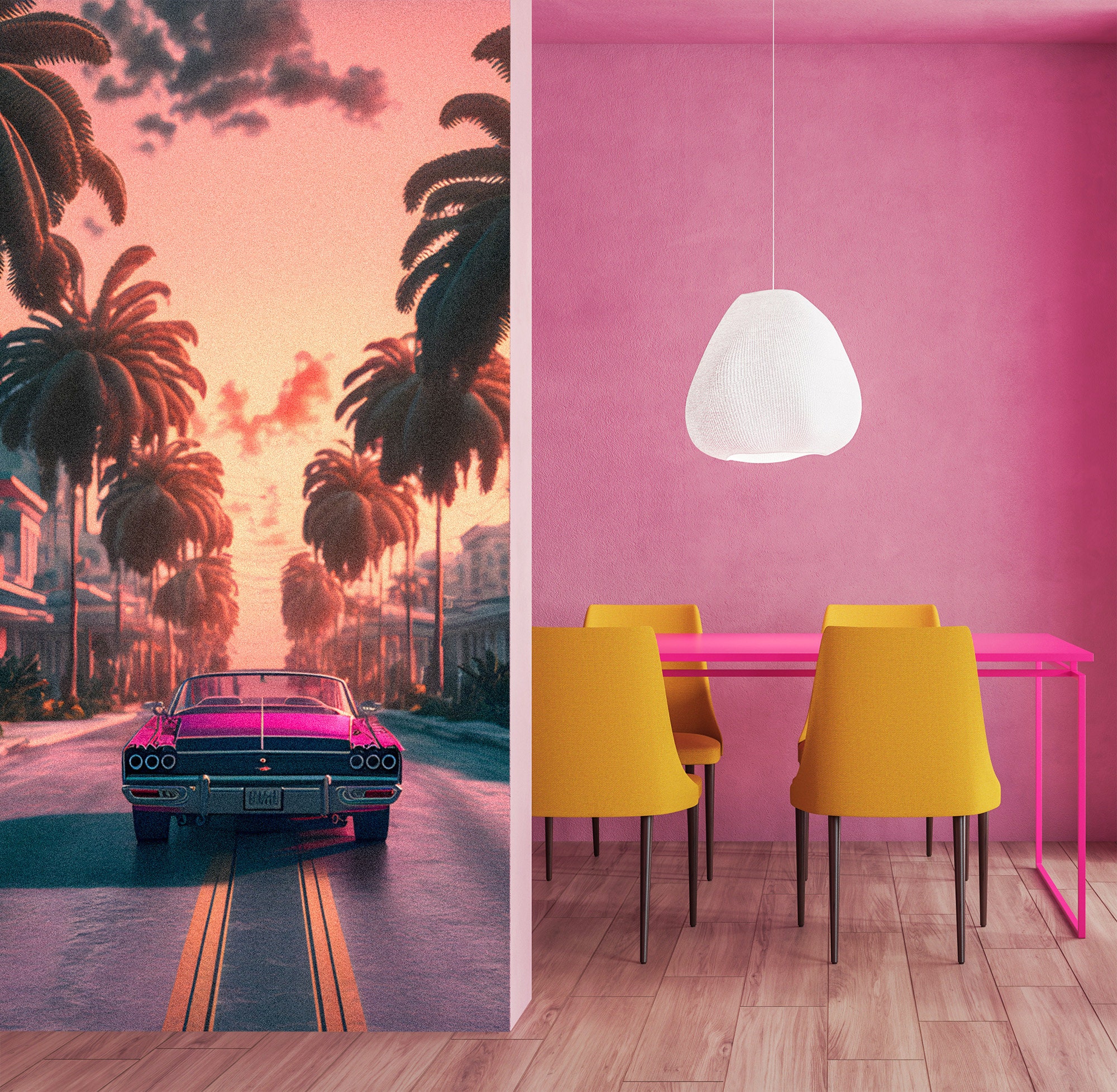 City Wallpaper, 80s Style Retro Wall Mural, Landscape Wallpaper, City ...