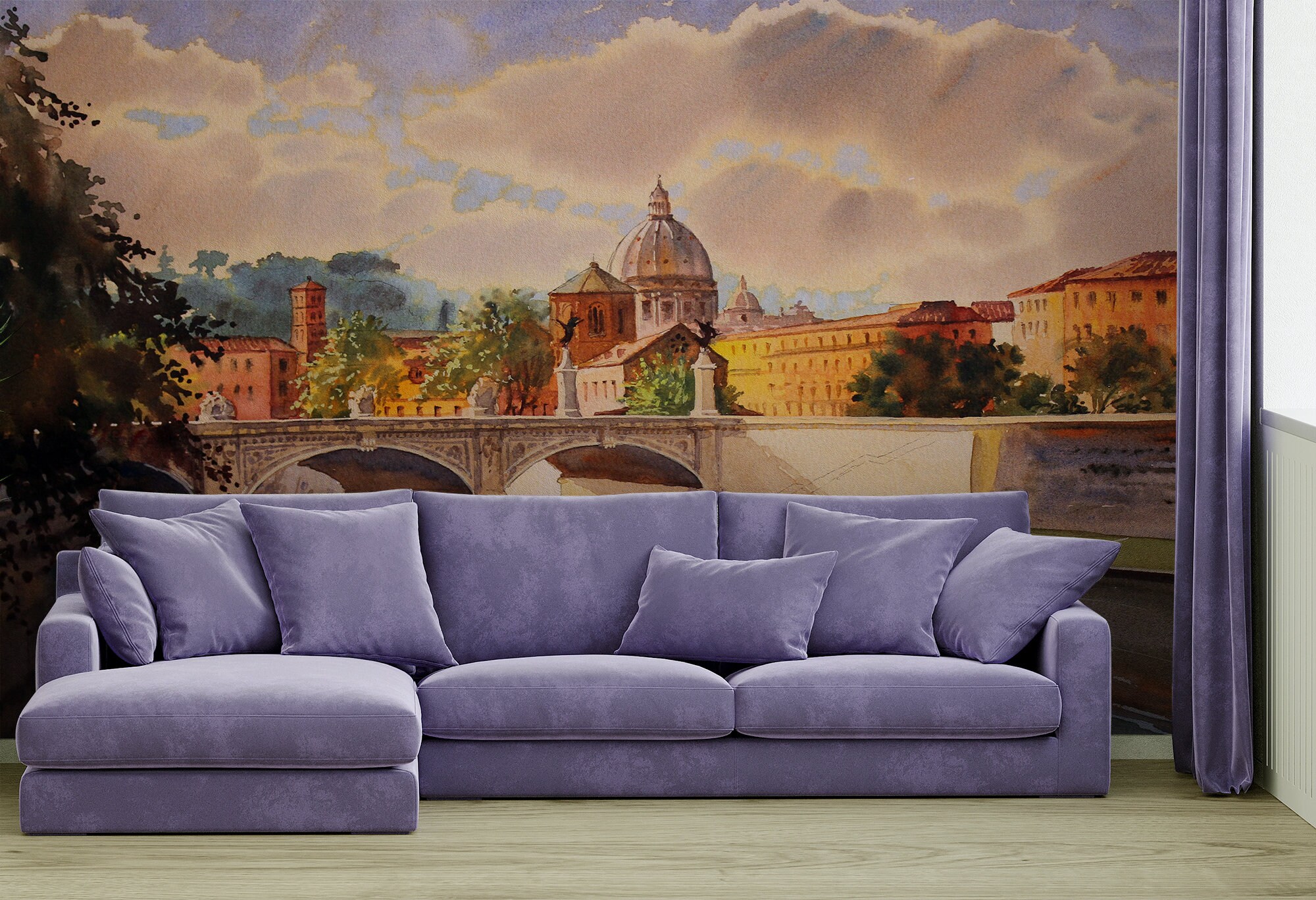 Wallpaper With Basilica San Pietro and Tiber River, Rome, Italy | Peel ...