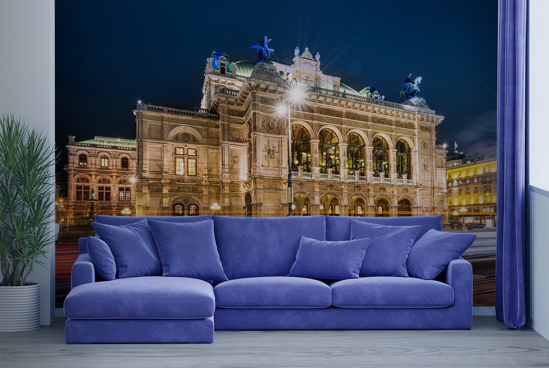 Wallpaper With Vienna State Opera at Night, Vienna, Austria | Peel and ...