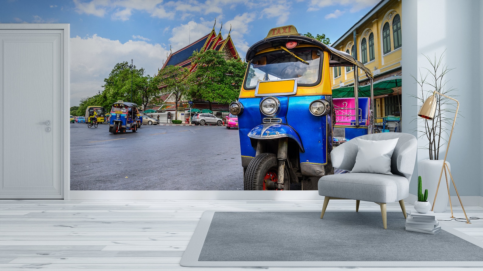 Blue Tuk Tuk Wallpaper, Thai Traditional Taxi, Bangkok Thailand Wall ...