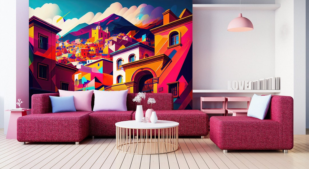 Abstract Modern Colorful Wallpaper, Wall Art, Wall Mural, Wall Decor ...