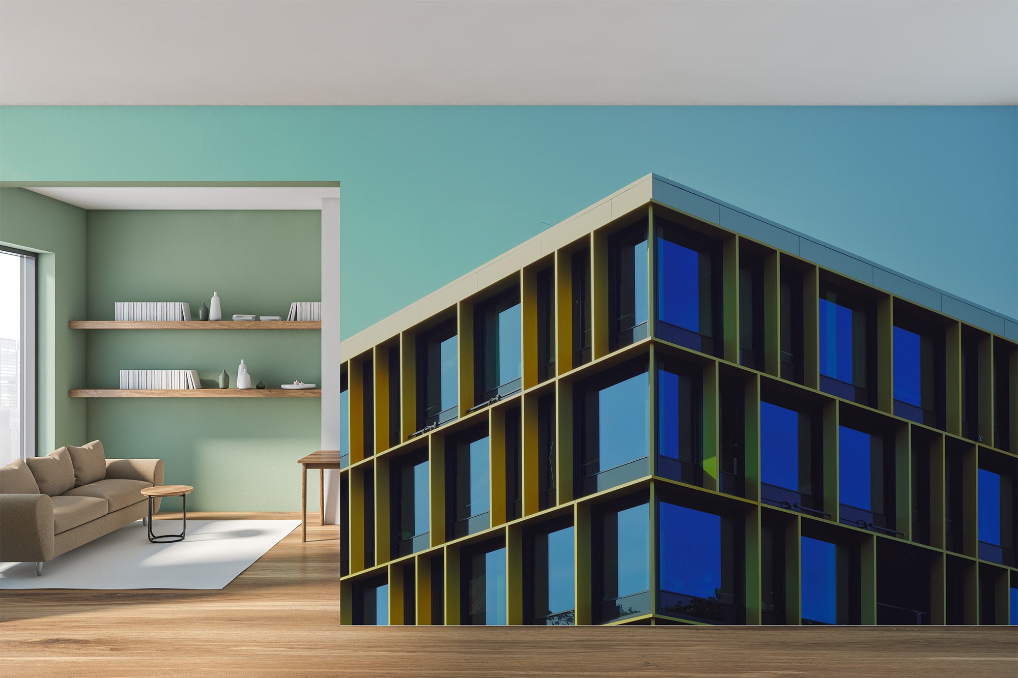 Retro Vibe Wallpaper Big Blue Windows Modern Minimalist - Etsy