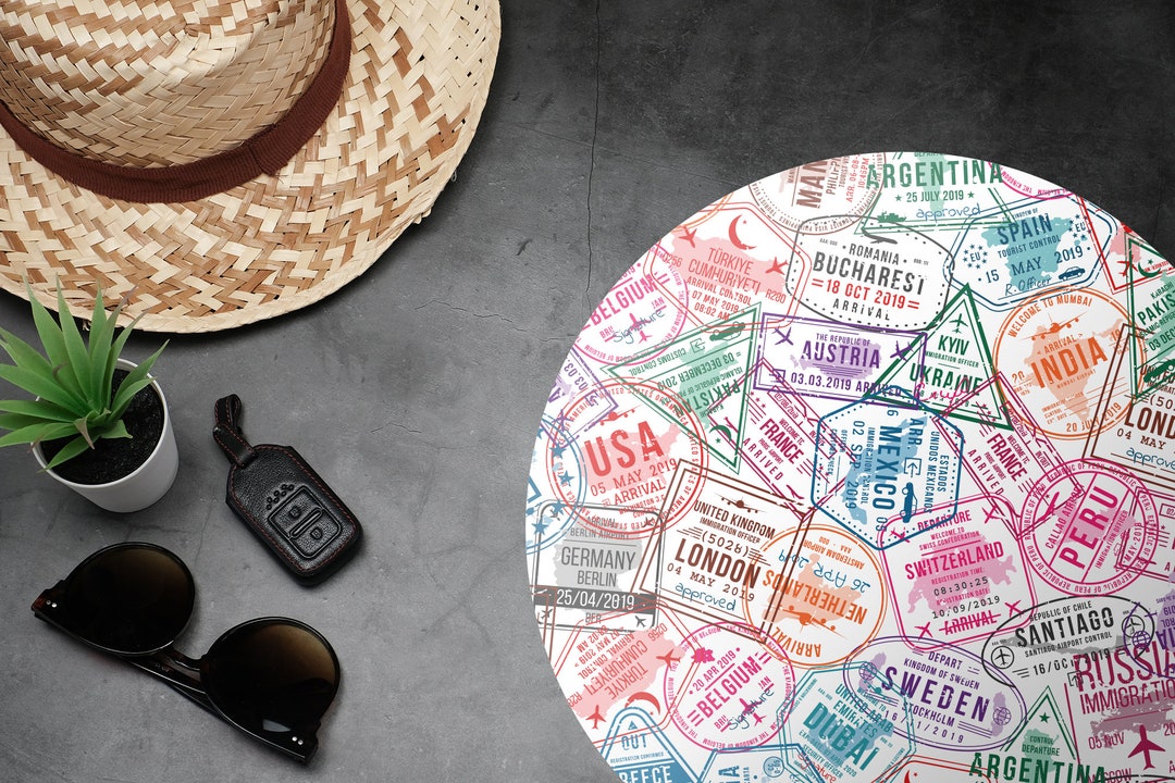 Passport Visa Stamps Wall Sticker, Travel Pattern | Peel and Stick ...