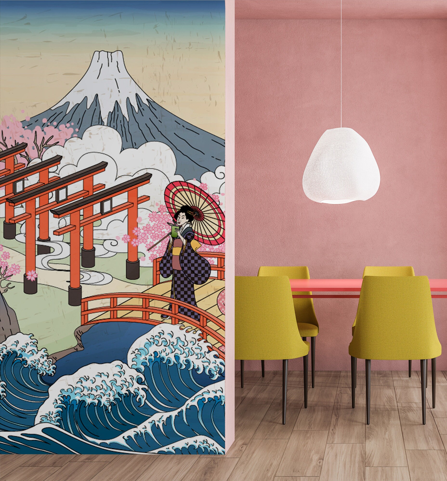 Retro Japan Landscape Wallpaper Wall Mural peel and Stick - Etsy