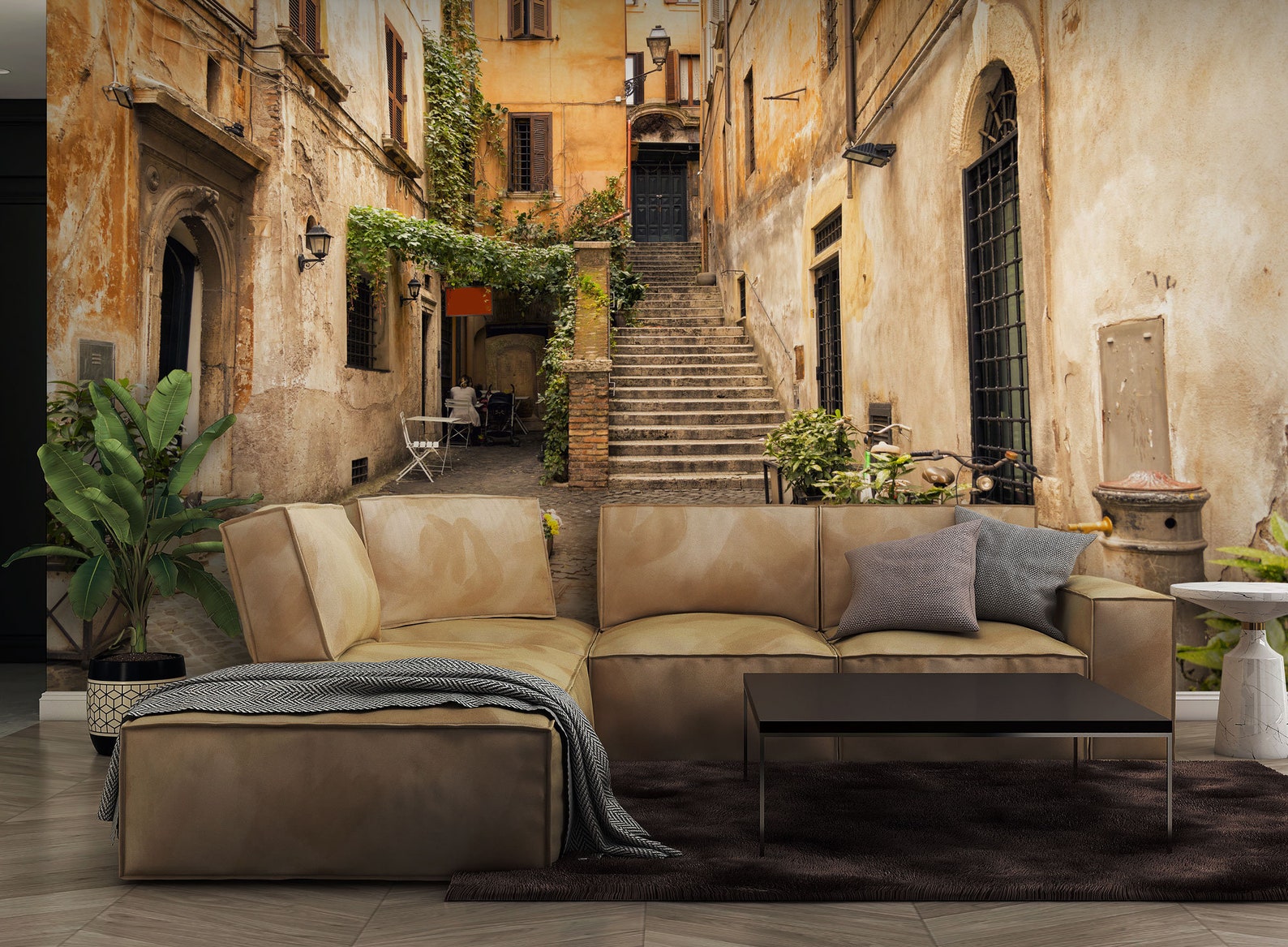 Romantic Alley in Old Part of Rome, Italy, 3D Effect Wallpaper | Peel ...