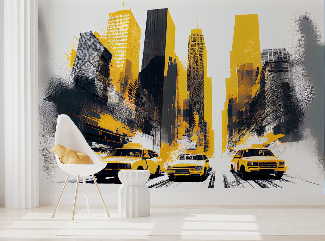 Abstract New York Landscape Wallpaper, Wall Mural peel and Stick self ...