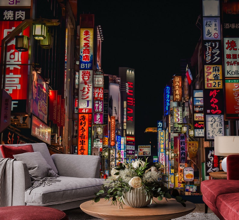 Colorful Neon Wallpaper, Kabukicho Shinjuku, Tokyo, Japan Peel and ...