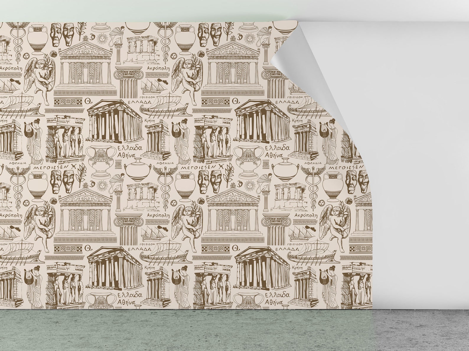 City Wallpaper With Ancient Greece Symbols | Peel and Stick, Self ...