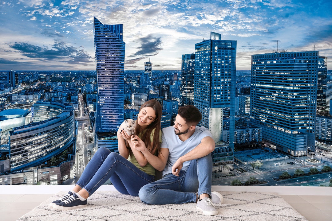 Modern Wallpaper With Skyscraper Peel and Stick, Self Adhesive, Wall ...