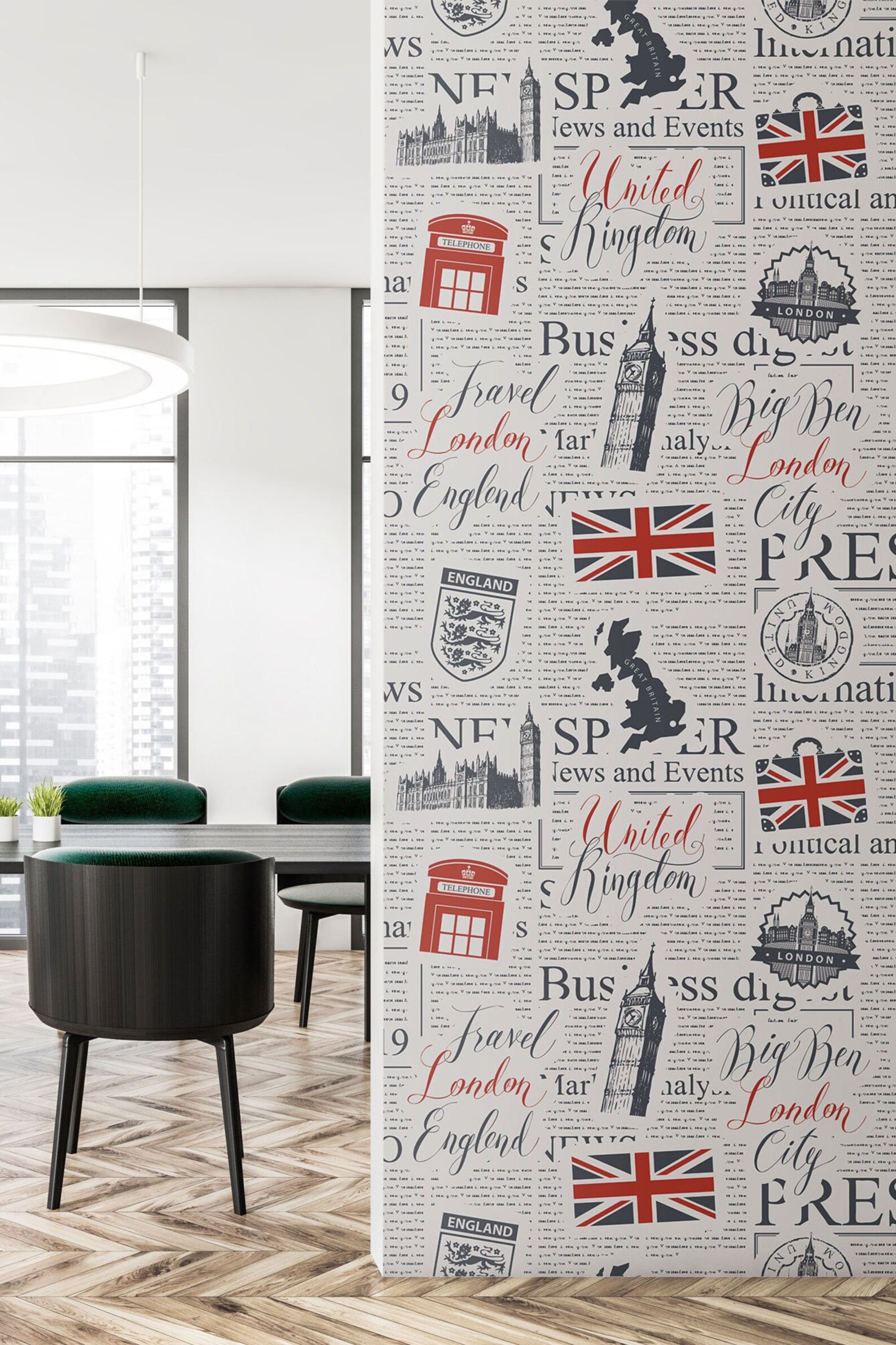 London Newspaper Pattern Wall Mural British Symbols Removable - Etsy