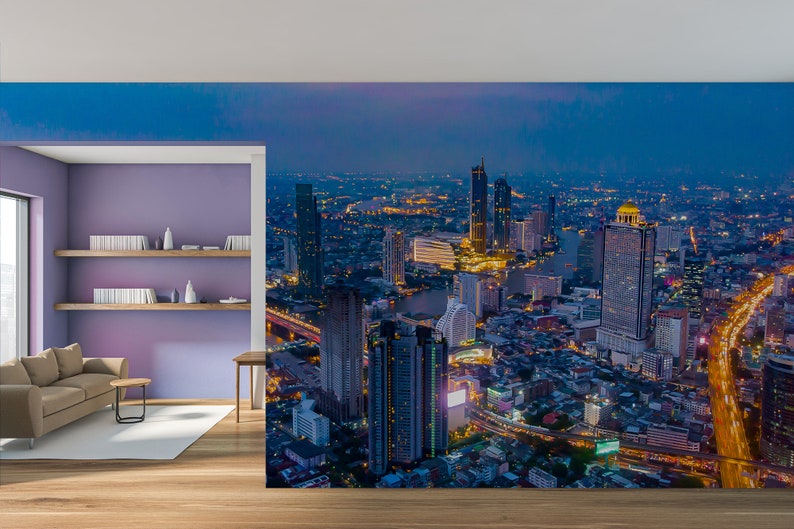 Cityscape Wallpaper Bangkok City Modern Capital Wall Mural - Etsy