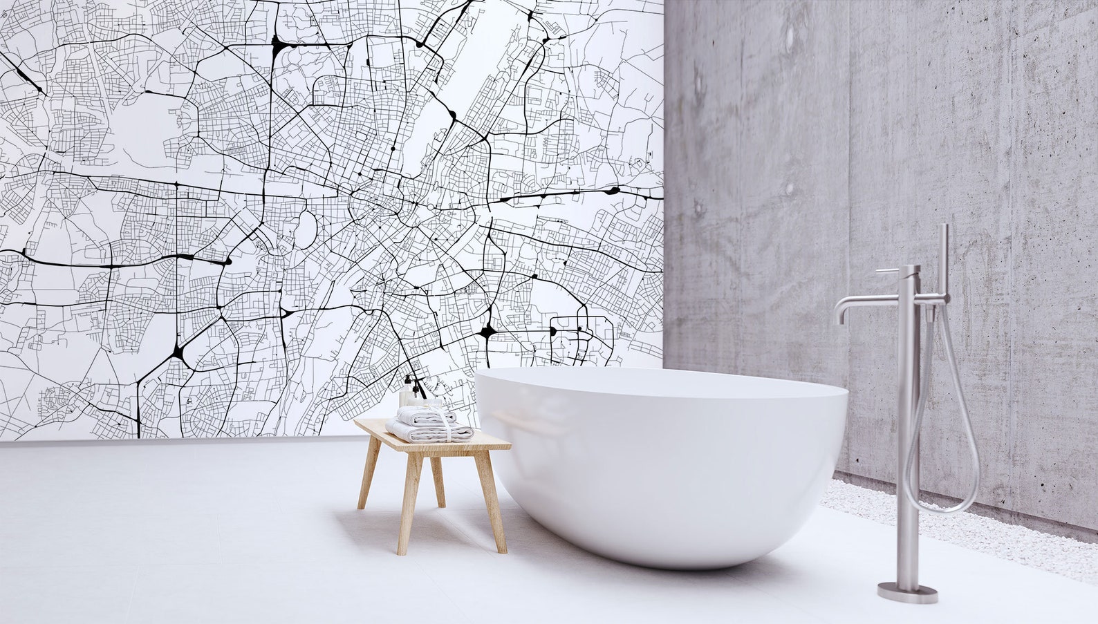 City Map Wallpaper, Streets of Munich Peel and Stick, Self Adhesive ...