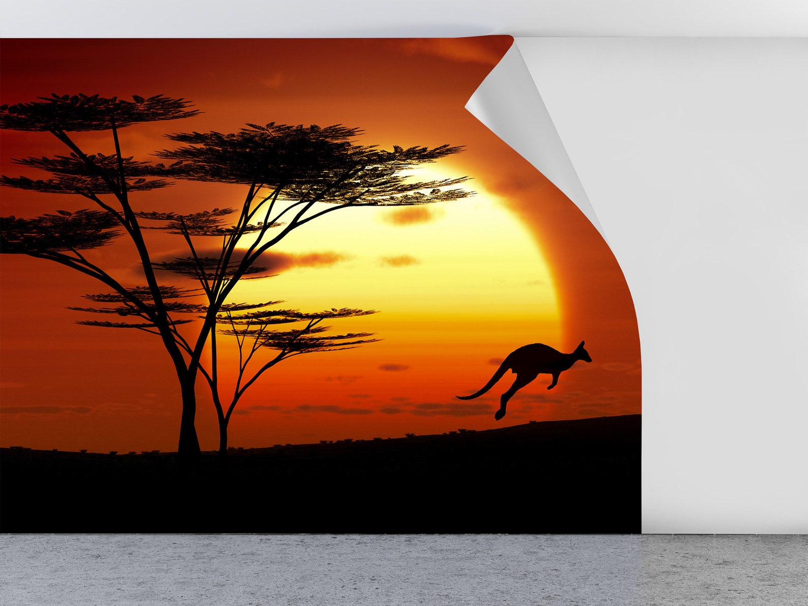 Australia Wallpaper Kangaroo Sunset Peel and Stick, Self Adhesive, Wall ...