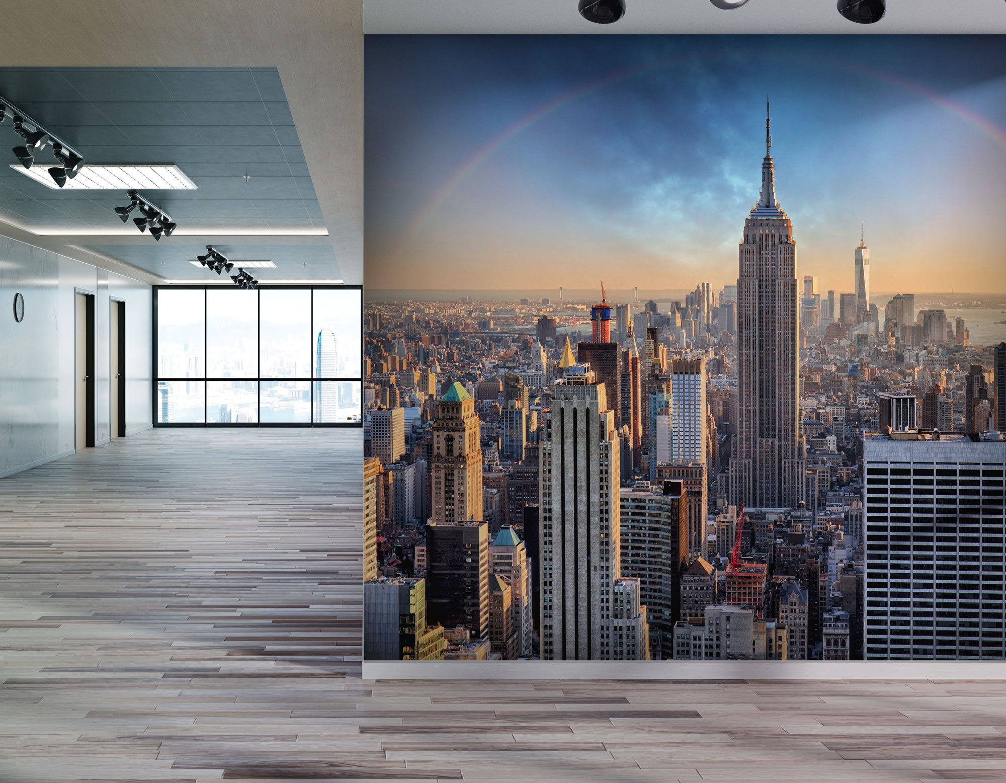 New York Skyline Wallpaper, City Skyscrapers, Colorful Rainbow Peel and ...