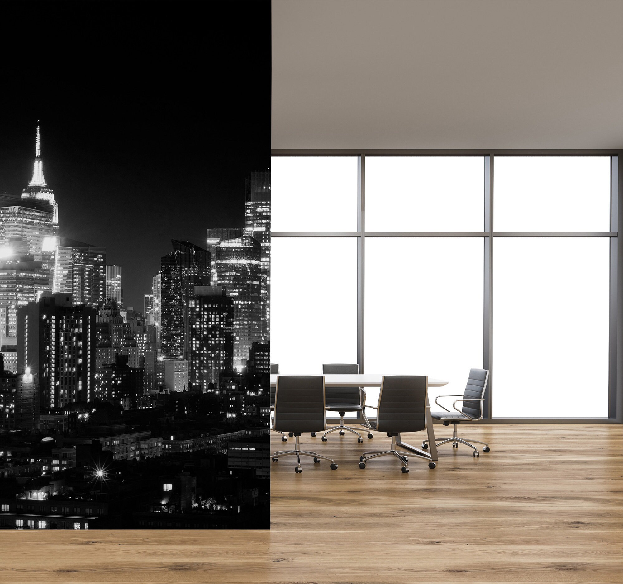 Black and White Wallpaper, Night View of Midtown Manhattan | Peel and ...
