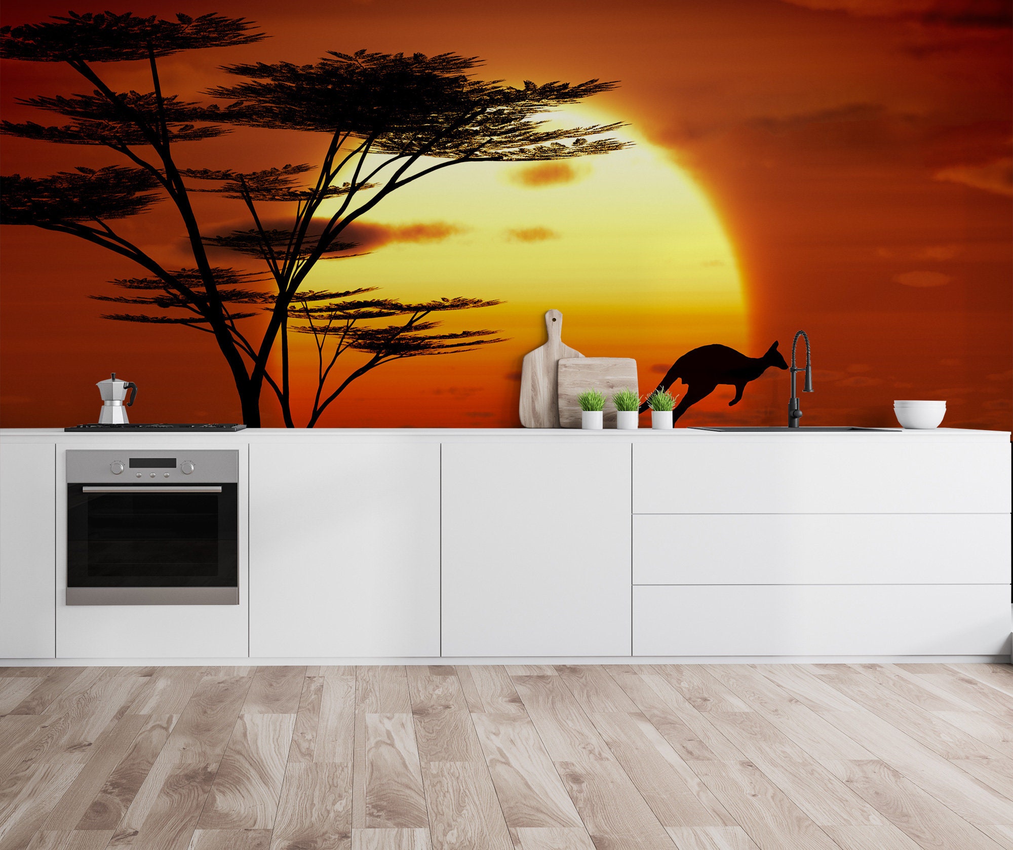 Australia Wallpaper Kangaroo Sunset Peel and Stick, Self Adhesive, Wall ...