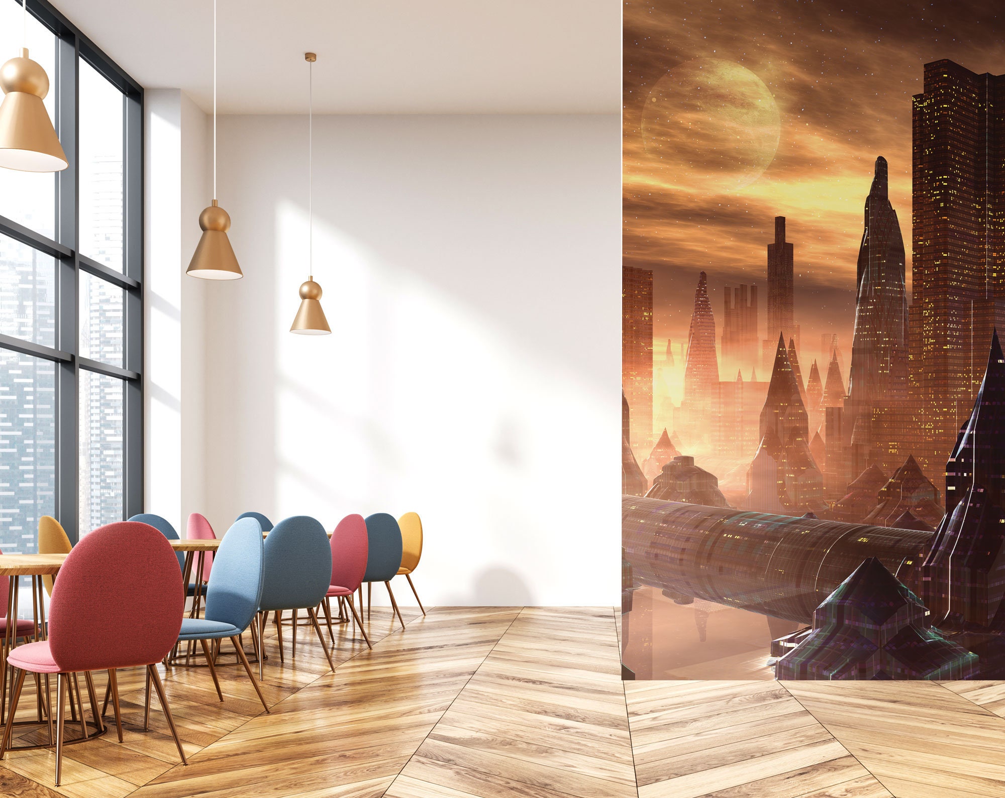 Fantasy Alien City Wallpaper Peel & Stick, Self Adhesive, Wall Mural ...