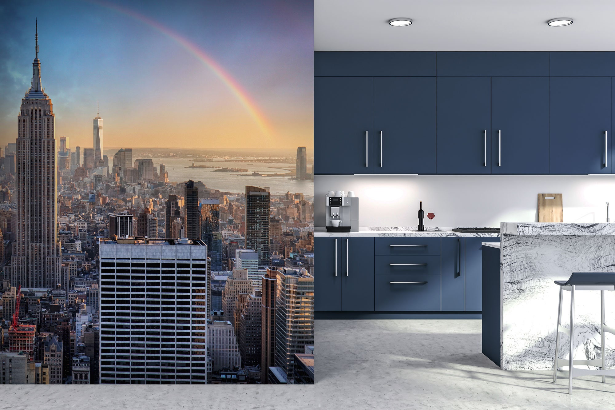 New York Skyline Wallpaper, City Skyscrapers, Colorful Rainbow Peel and ...