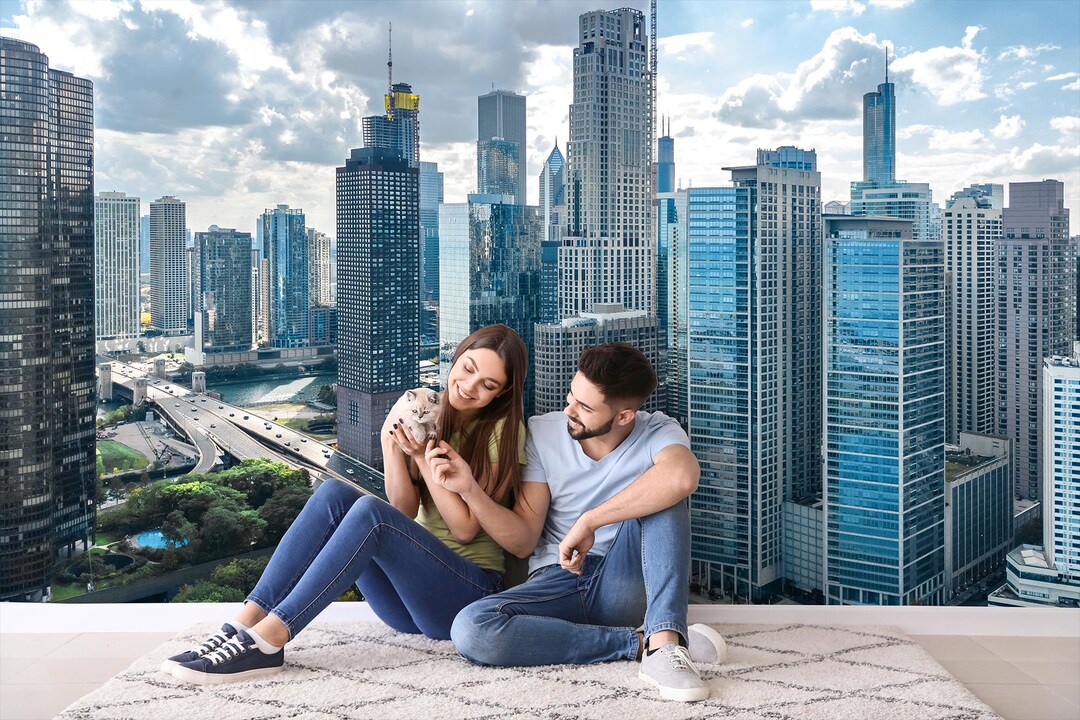 Chicago Skyline Wallpaper, Skyscrapers Cityscape, Blue Landscape Wall ...