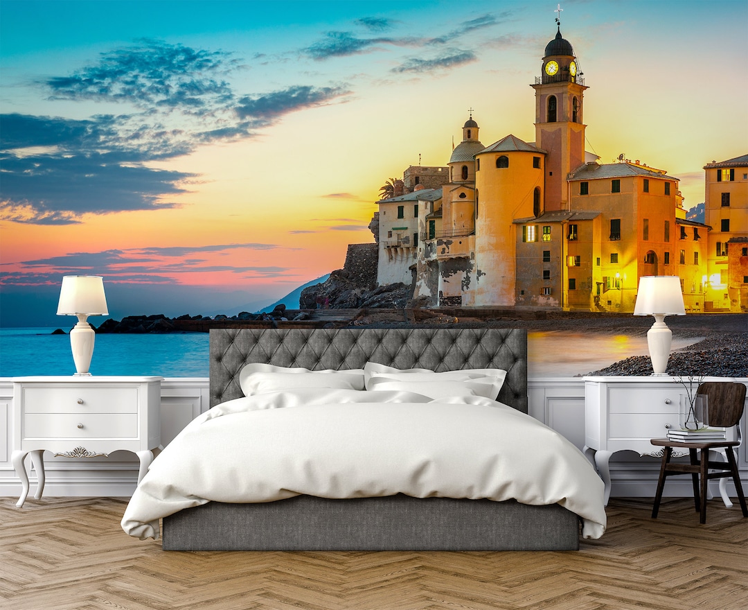 Mediterranean Riviera Coast Wallpaper, Camogli, Liguria, Italy | Peel ...