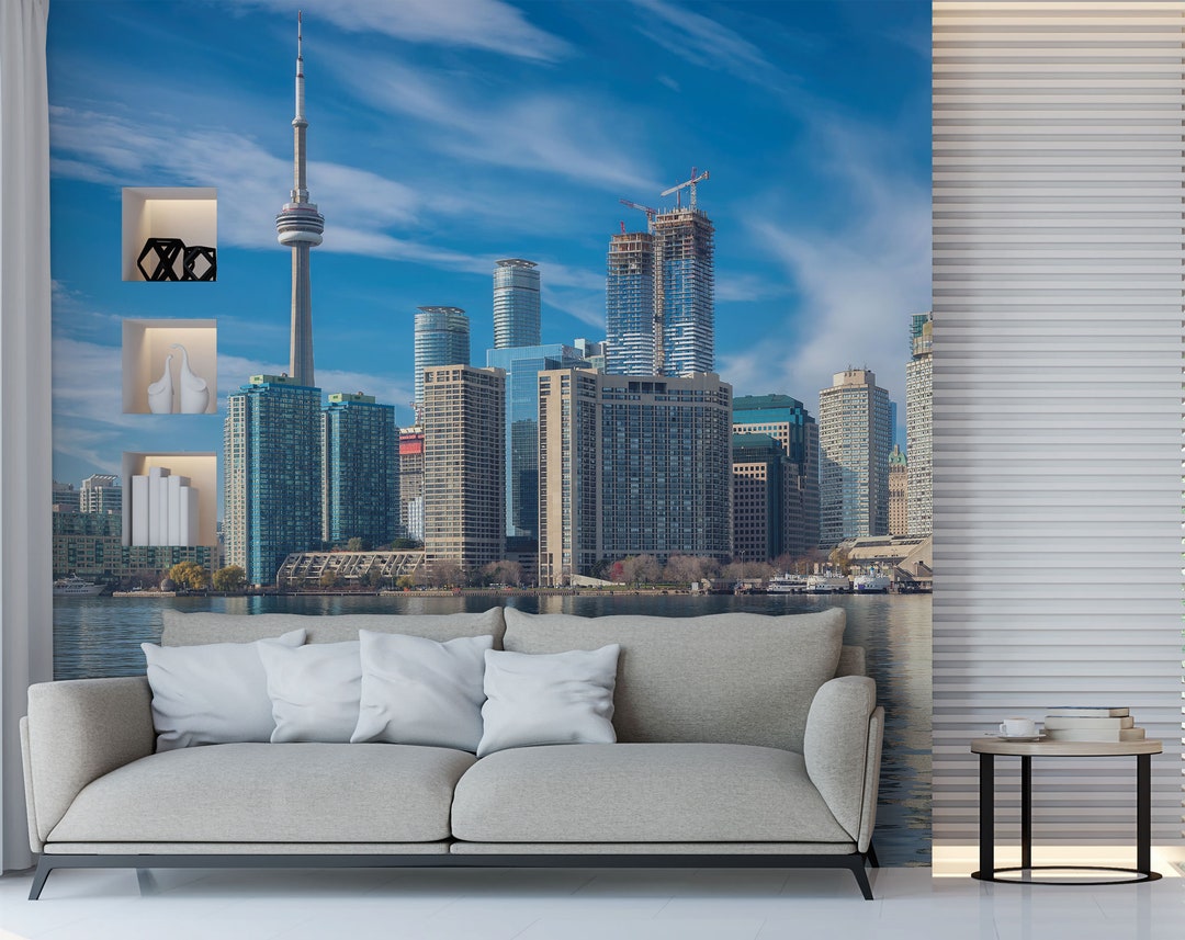 Toronto Skyline Wallpaper With CN Tower on Lake Ontario, Canada | Peel ...