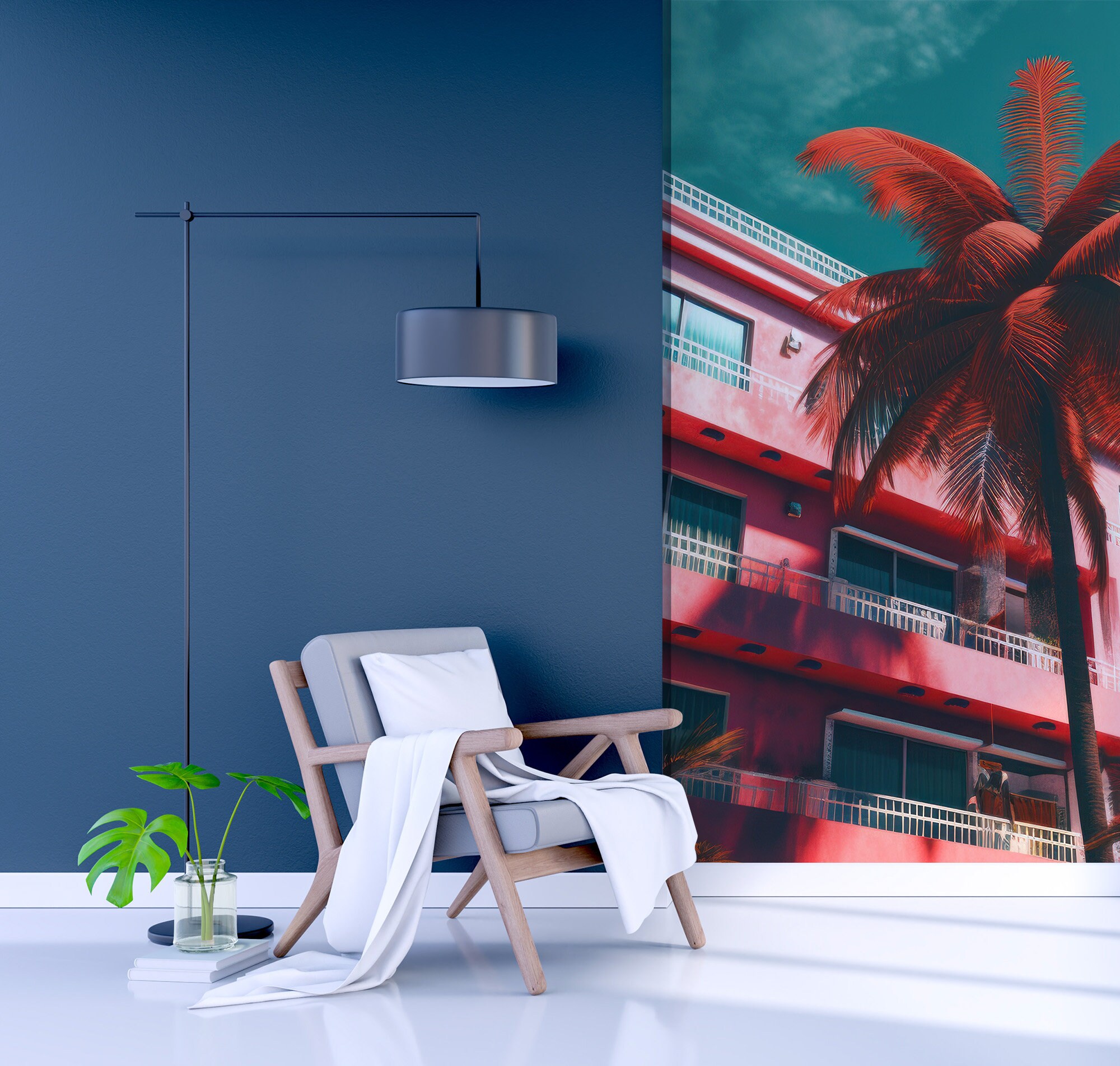 Miami Vibes Wallpaper, Tropical Landscape Wall Mural peel and Stick ...