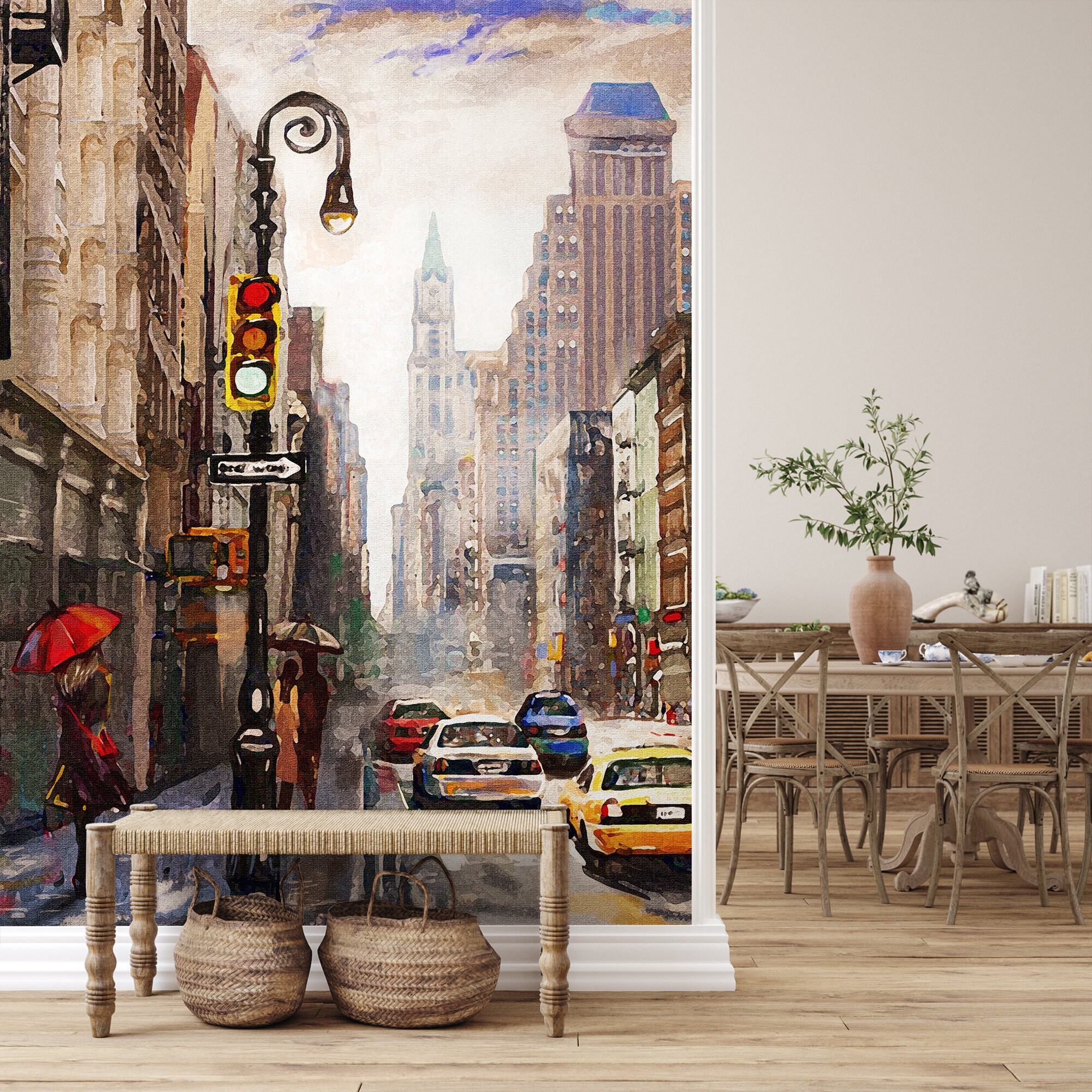 Wallpaper With Street View of New York, Modern American City, | Peel ...
