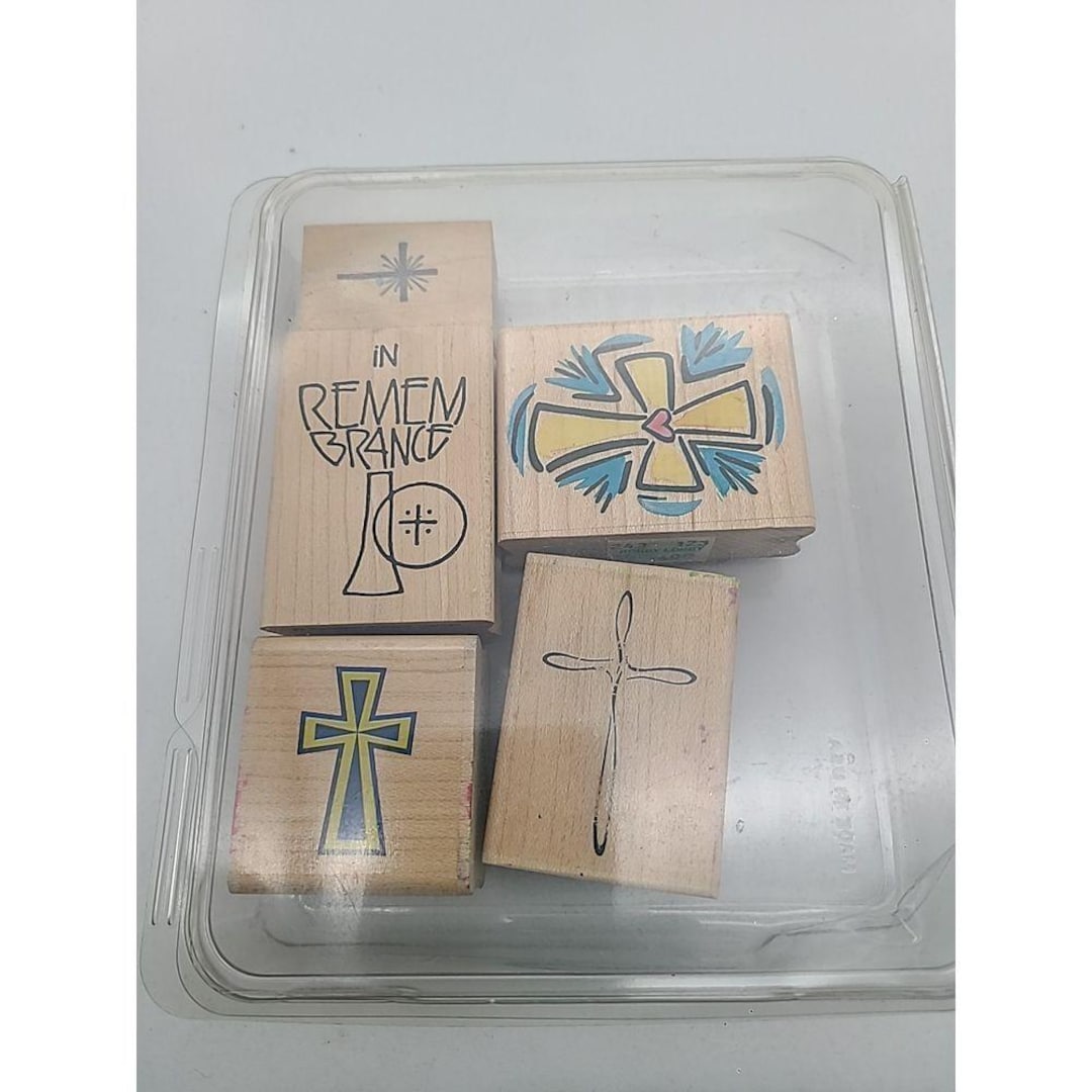 Jesus Crucifixion Easter Cross Christian Rubber Stamp Set of 5 Junk ...