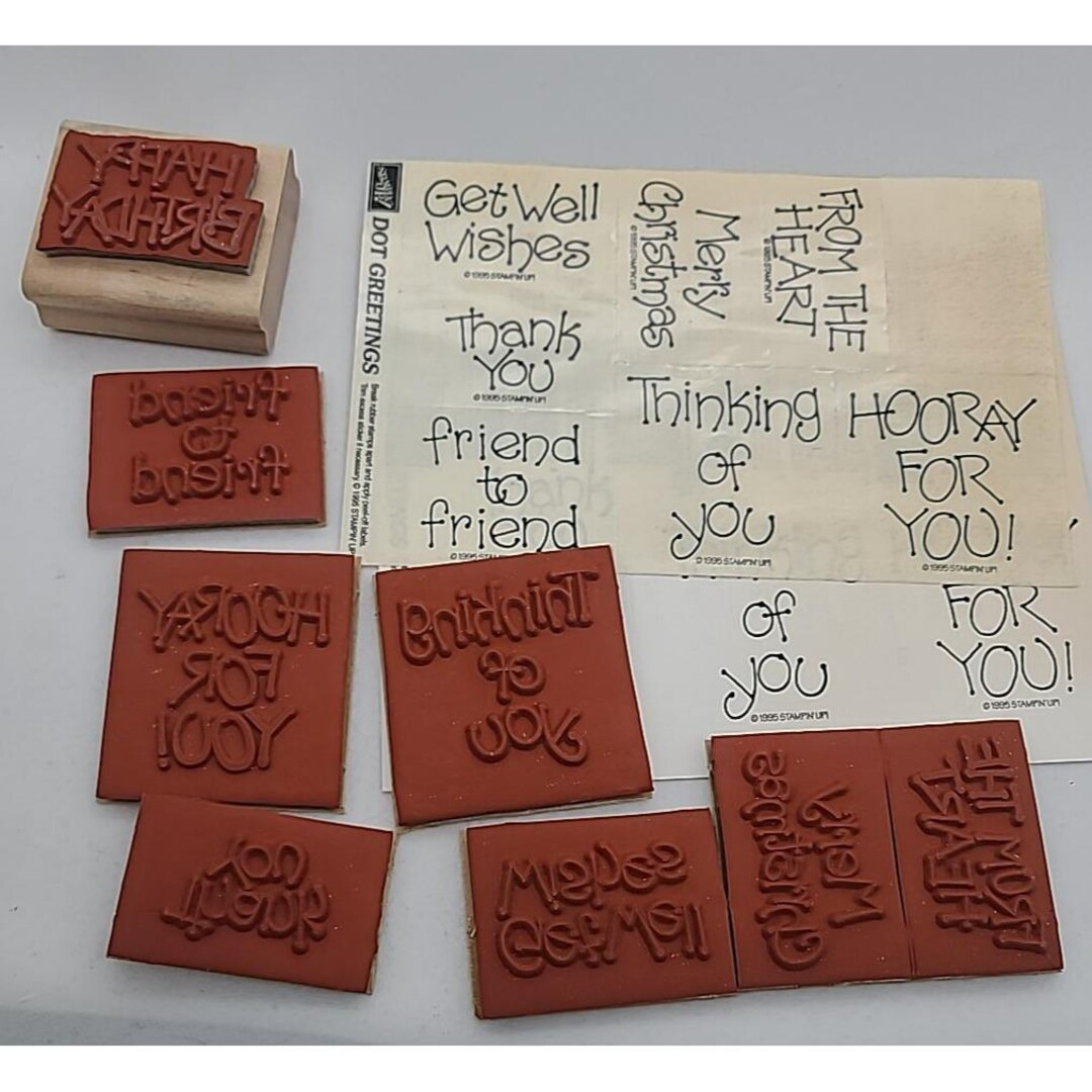Read! NOS Stampin up Dot Greetings Set 8 Mounted Rubber Stamps '95 Junk ...