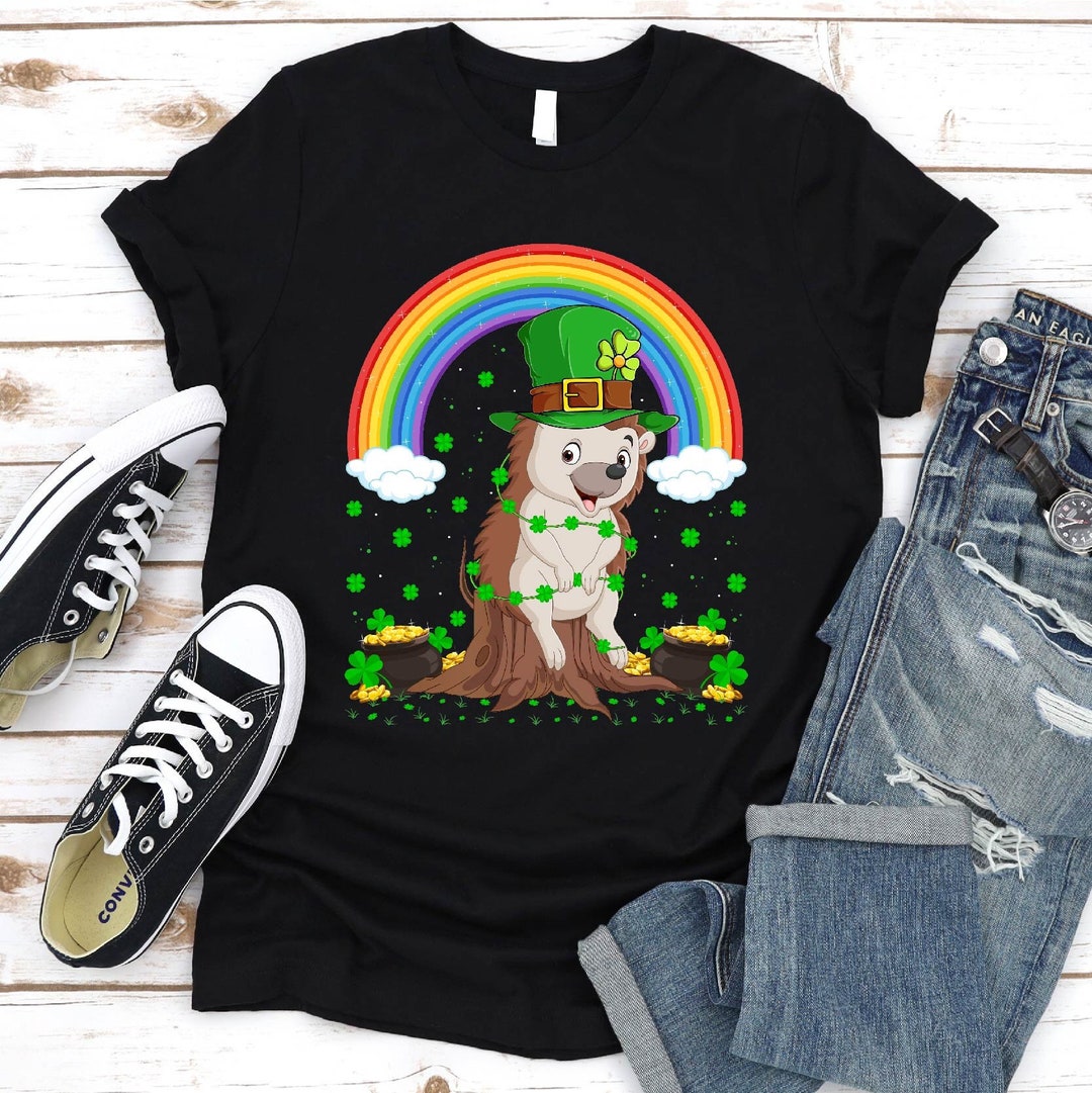 Leprechaun Hat Hedgehog Rainbow St Patricks Day Tshirt for - Etsy