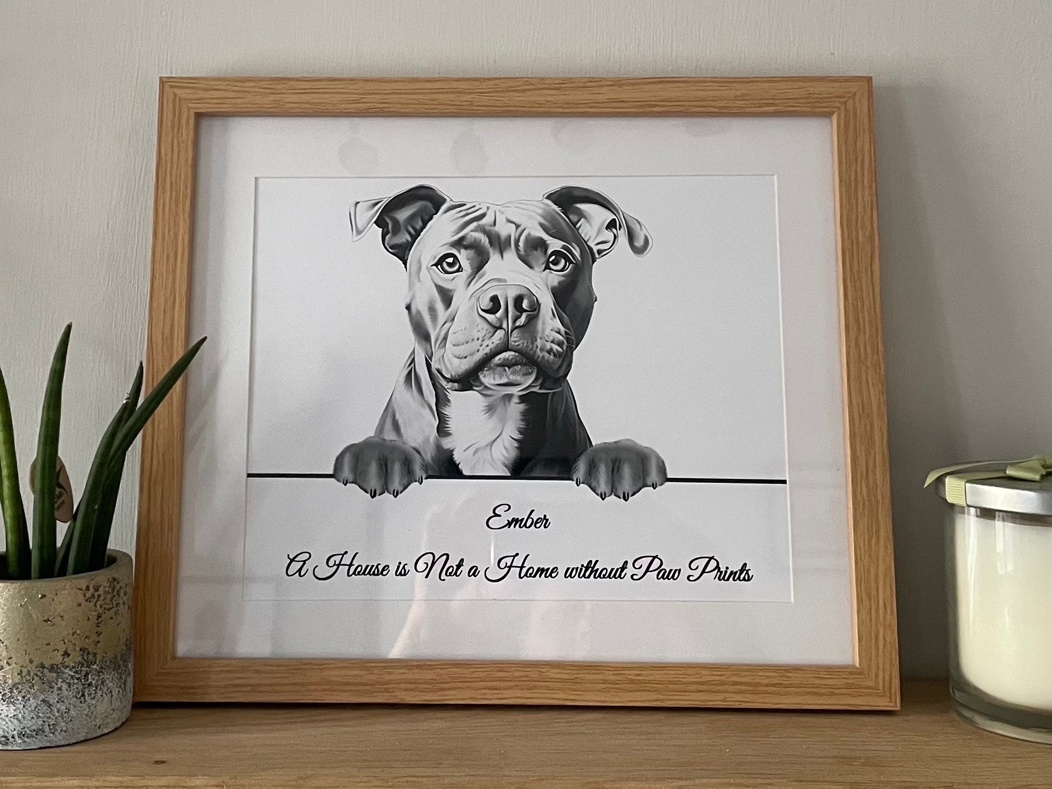 Staffy Black and White Print Personalised - Etsy UK